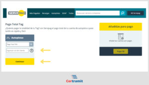 Cómo pagar la deuda del TAG en Servipag - Certramit